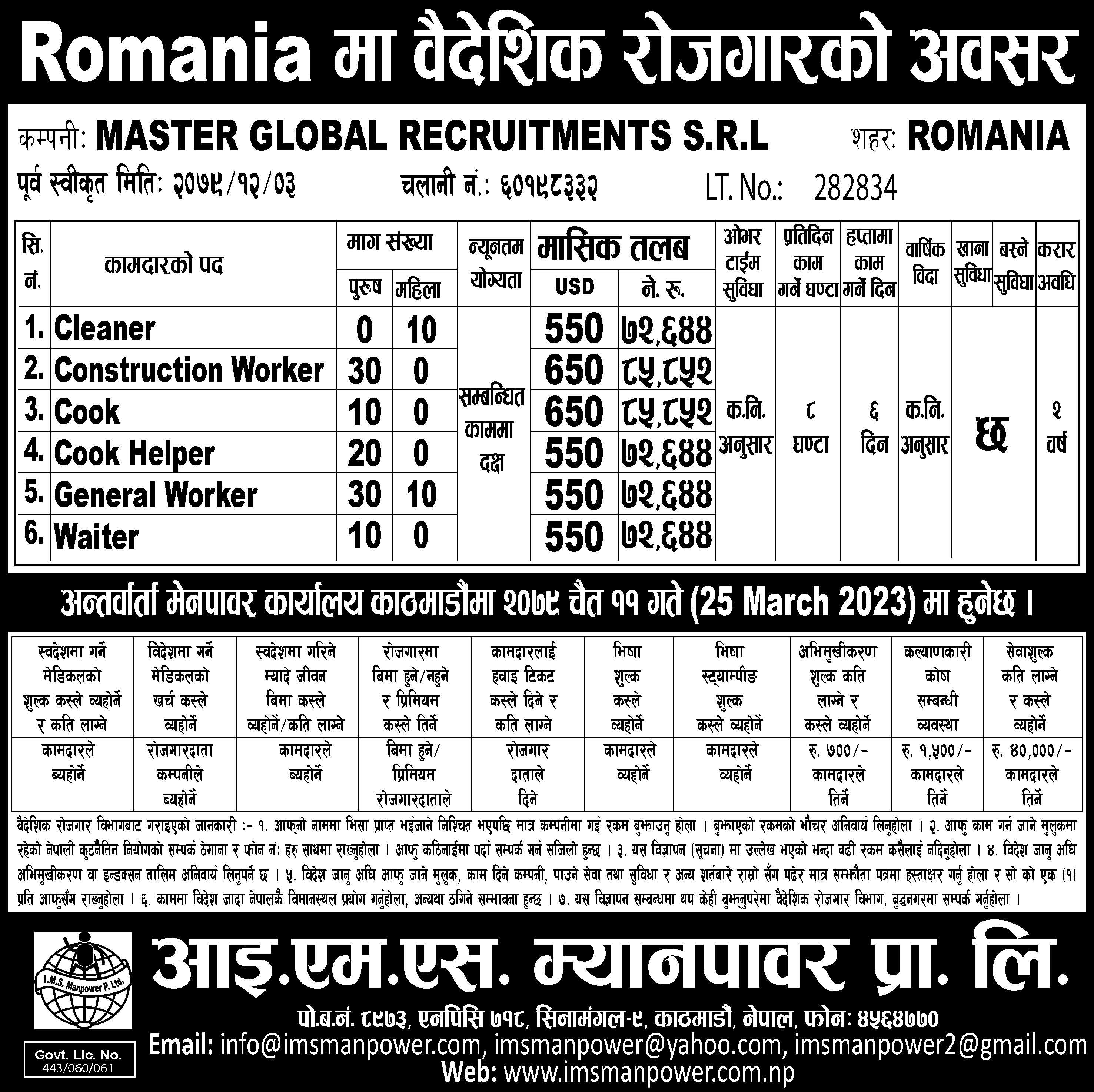 New Job Vacancy | News | I.M.S. MANPOWER PVT.LTD